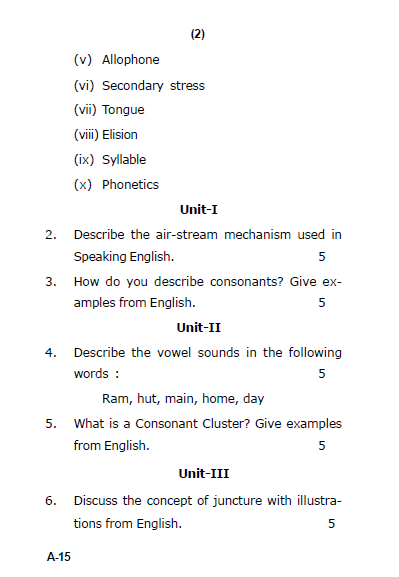 LU B A English A15 Functional English Phonetics 2015 Question Paper lu-b-a-english-a15-functional-english-phonetics-2015-question-paper