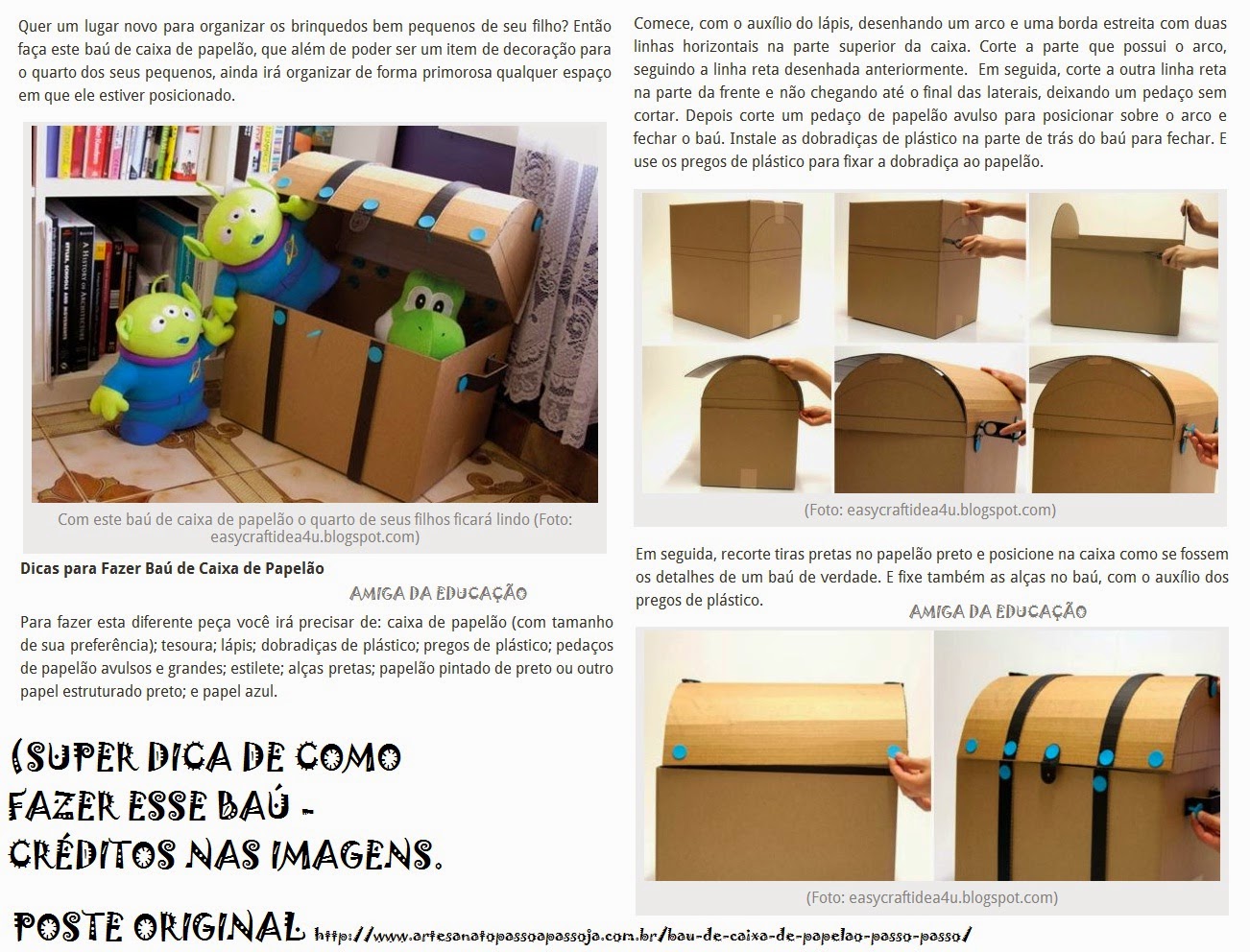 AMIGA DA EDUCAÇÃO.: BAÚ DE CAIXA DE PAPEL E BAÚ DE EVA COM PASSO A ...