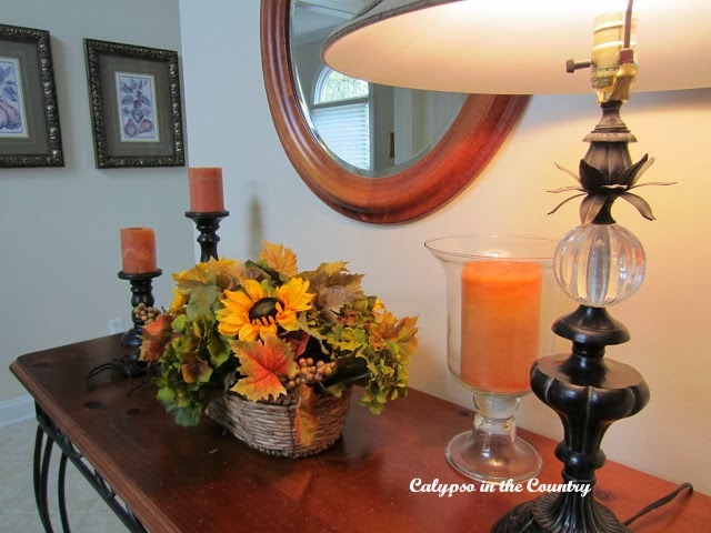 Simple Fall Decor in the Foyer (with Sunflowers) - Calypso in the Country