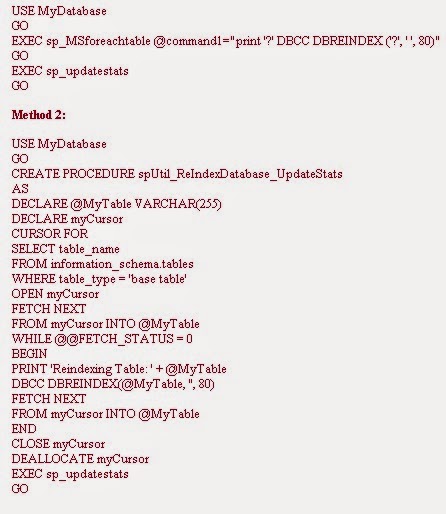 Re-Index All Tables or All Indexes in MSD Axapta