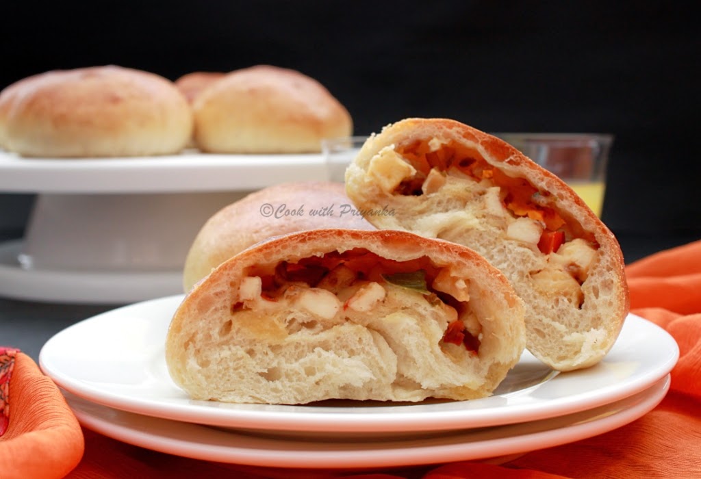 Cook with Priyanka: Cheese Buns/Stuffed Buns (Eggless)