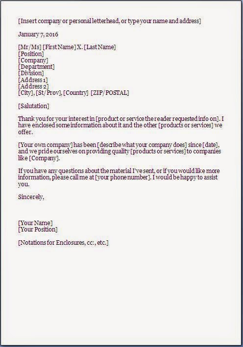 Product Inquiry Letter Format