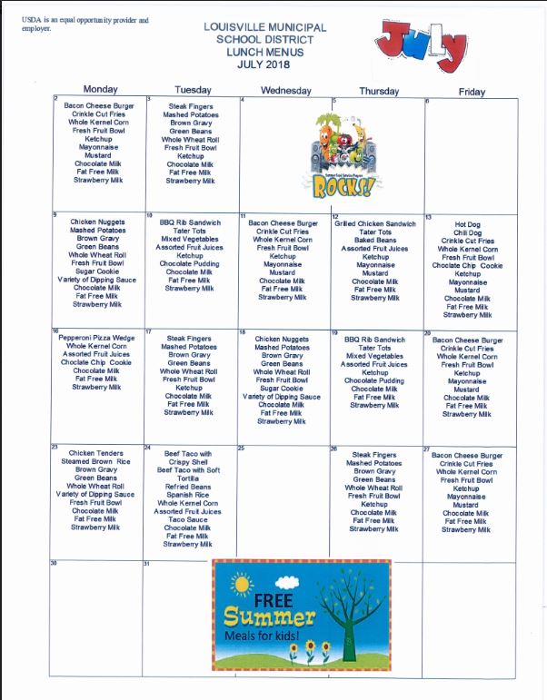 LMSD Lunch and Breakfast Menus: Summer Feeding Program Menu