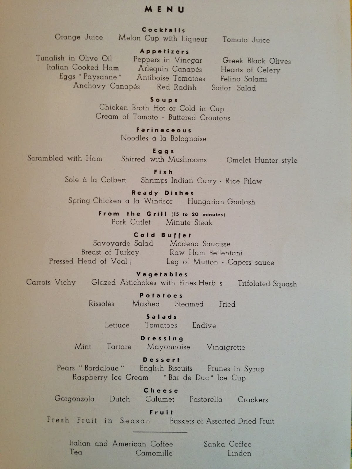 Cruise Ship Menus: Home Lines SS Atlantic Mediterranean Cruise Luncheon ...