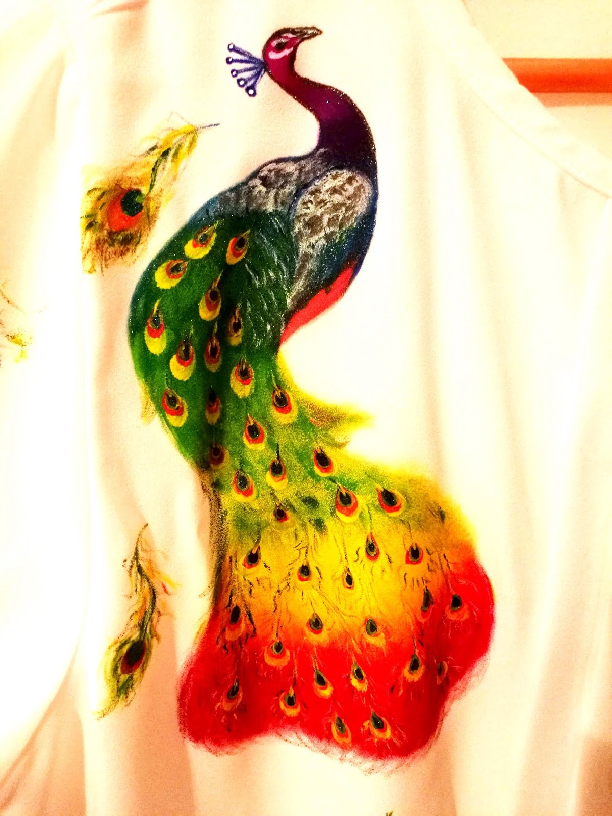 Handmade By Do : Rainbow peacock , hand painted blouse/ Păun curcubeu ...