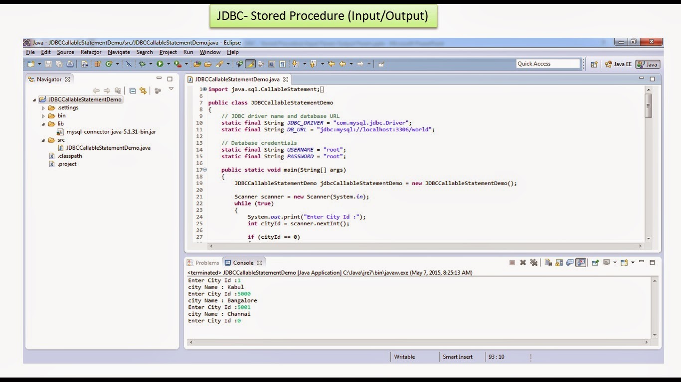 Java Ee Jdbc Callablestatement With Input And Output Parameters Mysql