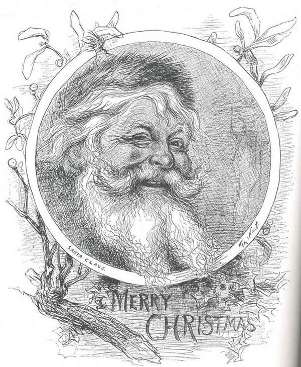 Content in a Cottage: Santa Claus Drawing by Thomas Nast