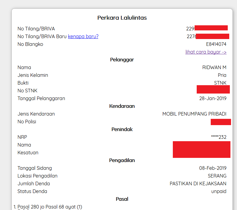 Cara Mengetahui No BRIVA Tilang yang Ga Masuk SMS | Pengalaman Kena ...