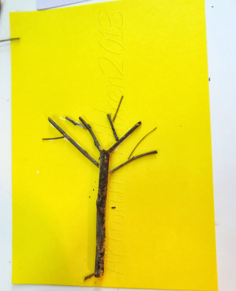 Make a tree using twigs and leaves -Think-Pick-Create projects