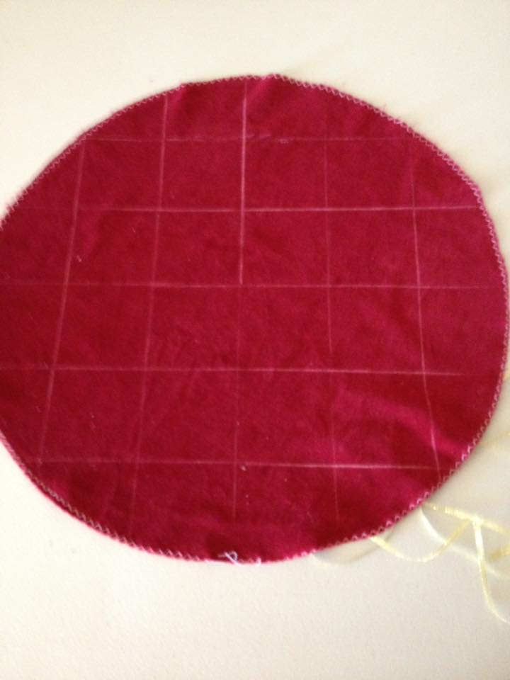 Broider Me 'Bethan: Red Velveteen Caul with Gold Trim