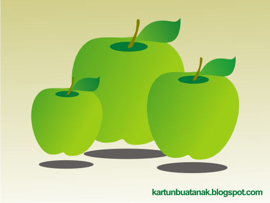 Gambar Kartun Buah Apel Hijau