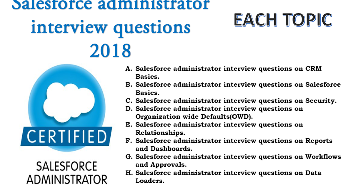 Salesforce administrator interview questions on EACH TOPIC IN 2018 FROM ...