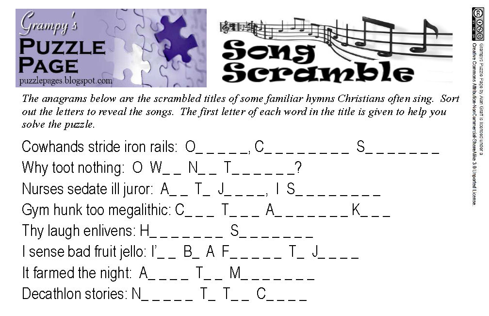 Grampy s Puzzle Page Song Scramble grampy-s-puzzle-page-song-scramble