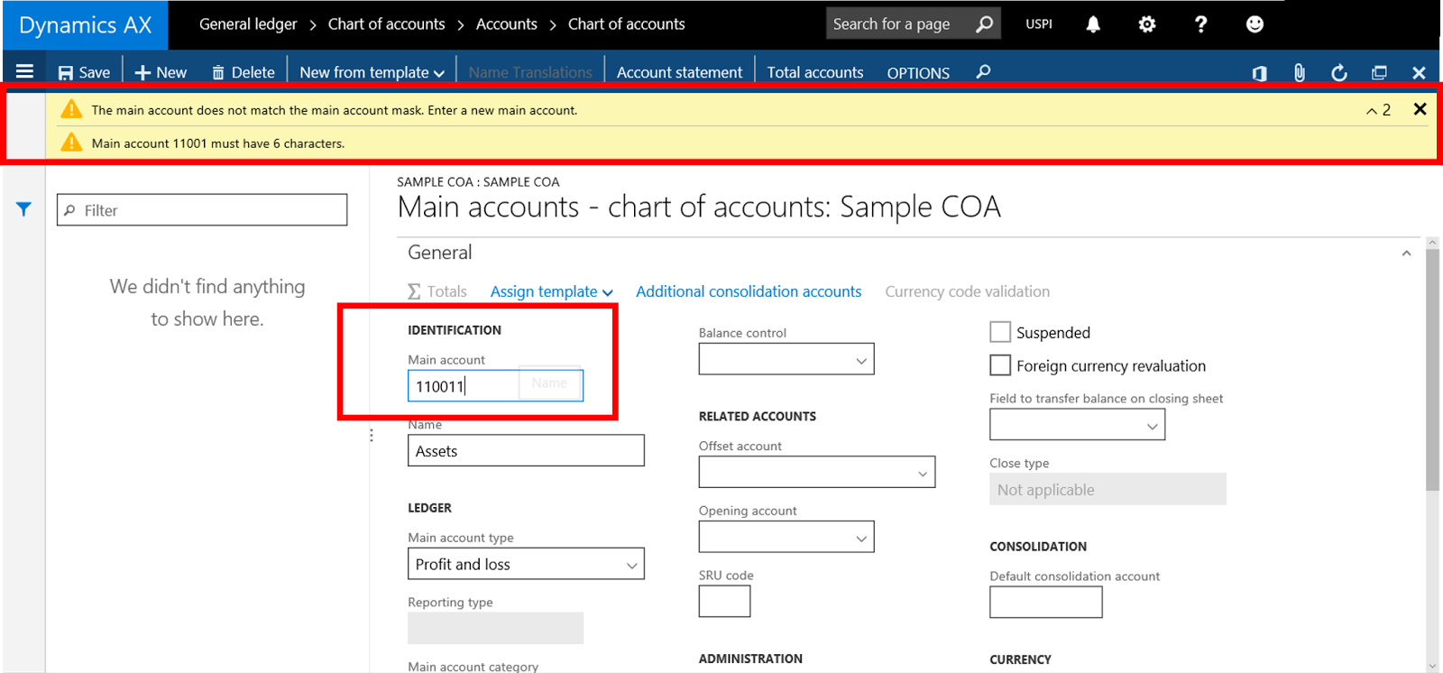 AX for ERP: Main account mask in Chart of Accounts - Microsoft Dynamics AX