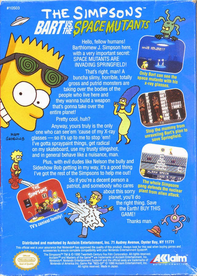 Bart vs The Space Mutants [Ficha] ~ RetroJugones