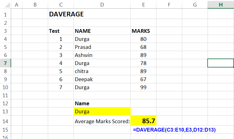 How To Use Daverage Function In Excel