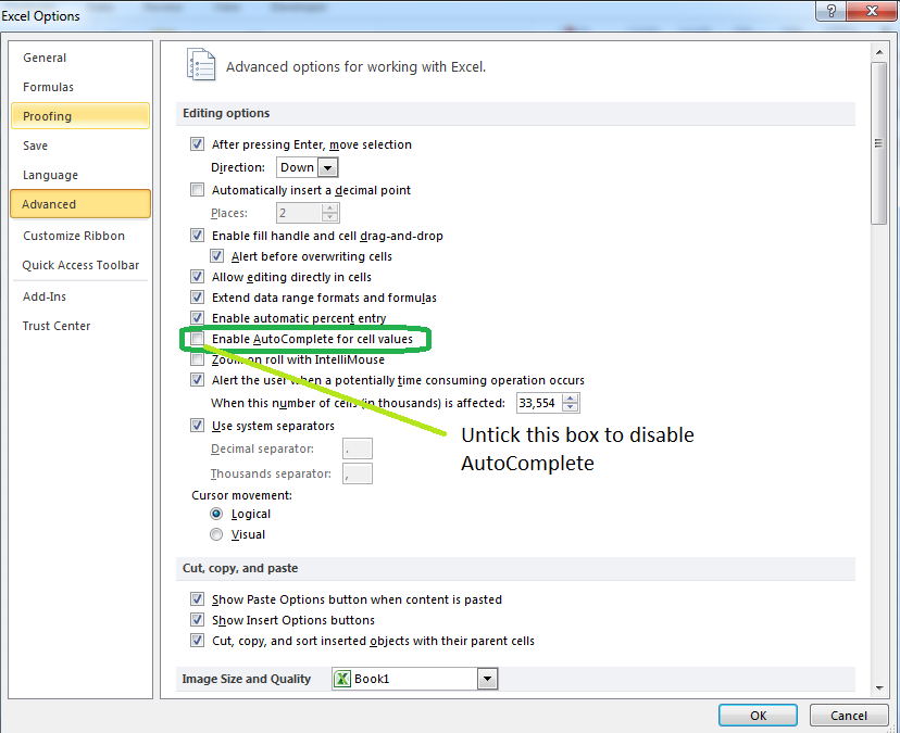 How To Disable Excel Autocomplete For Cell Values How To Disable Excel Autocomplete For Cell Values