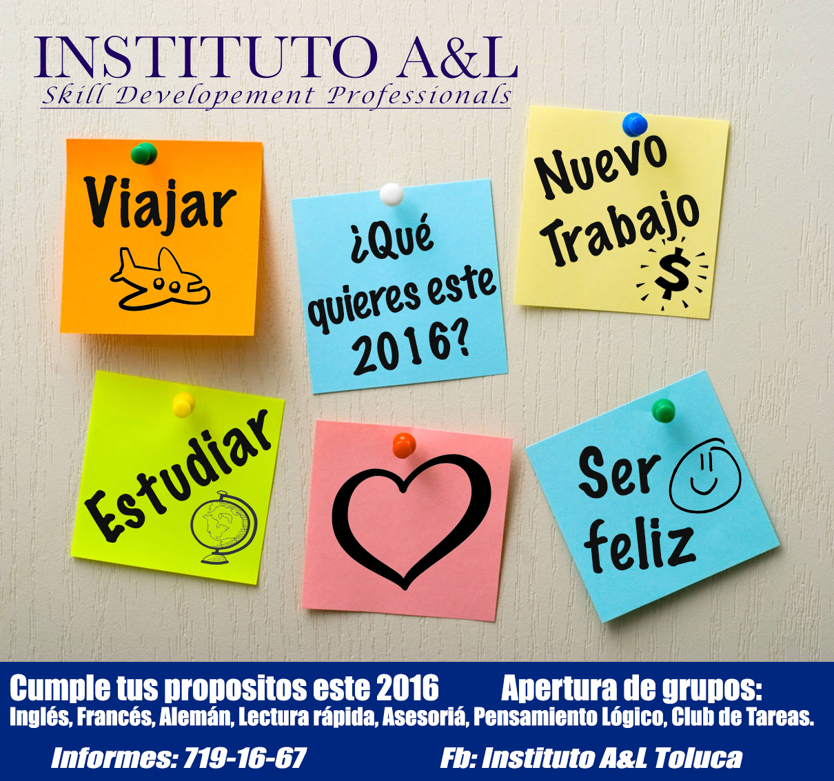 Instituto A&L Toluca: Este 2016, Cumple tus metas!