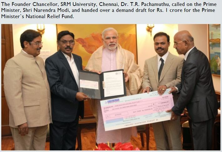 SRM University Chancellor Contributes to Prime Minister's National ...