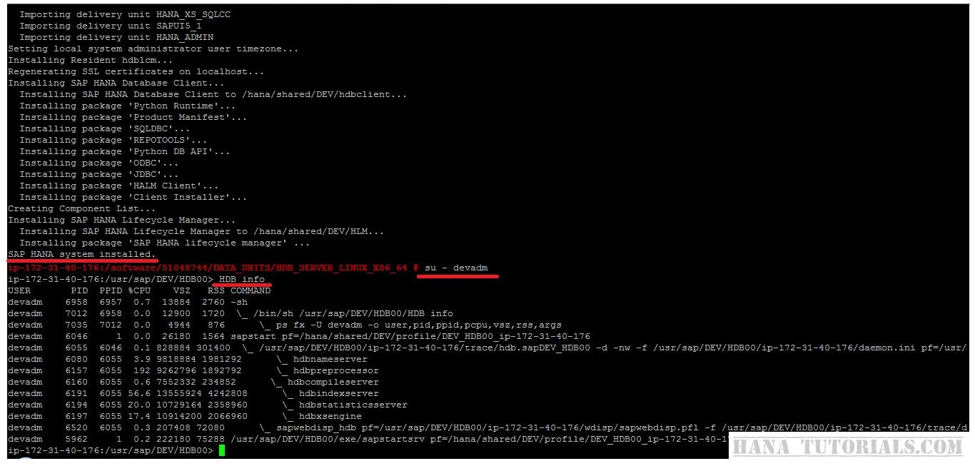 HANA Tutorials: Installing SAP HANA in batch mode
