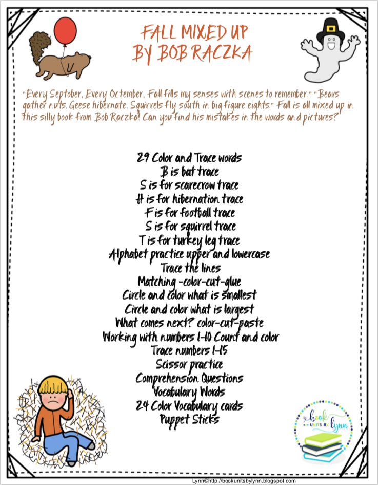FALL MIXED UP BOOK UNIT ~ Book Units by Lynn