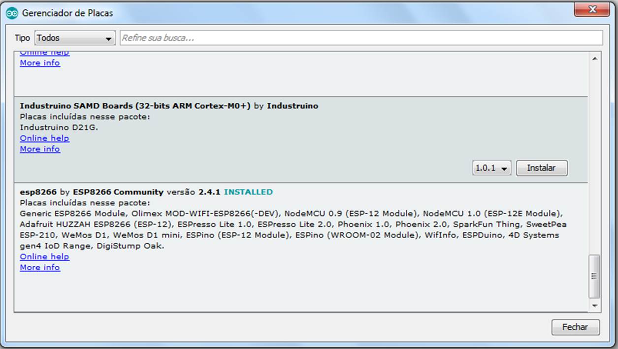 INSTALANDO O PACOTE ESP8266 NA IDE DO ARDUINO