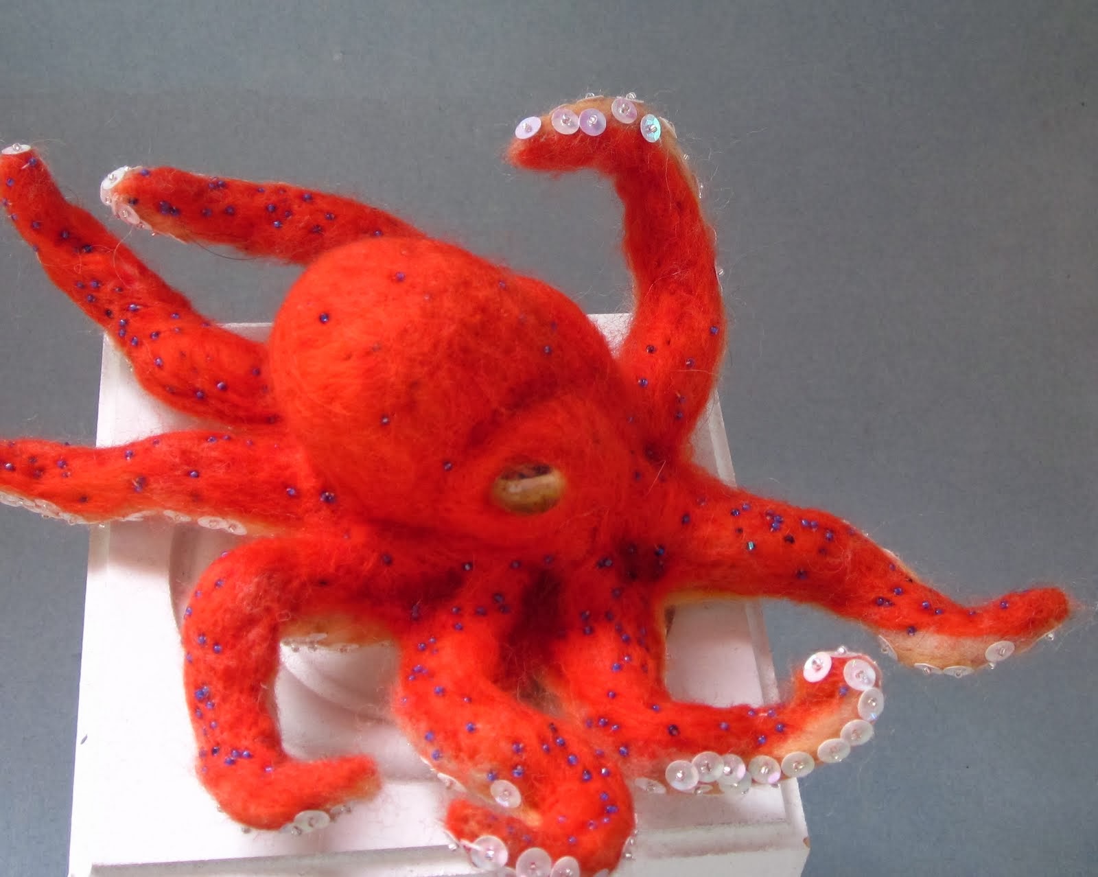 Needle Felted Art by Robin Joy Andreae: An Orange Octopus