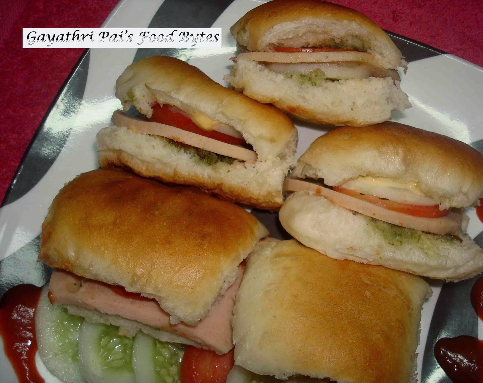 Gayathri Pai's Food Bytes: Chicken Mortadella-Cheese Pav-Sandwhich.