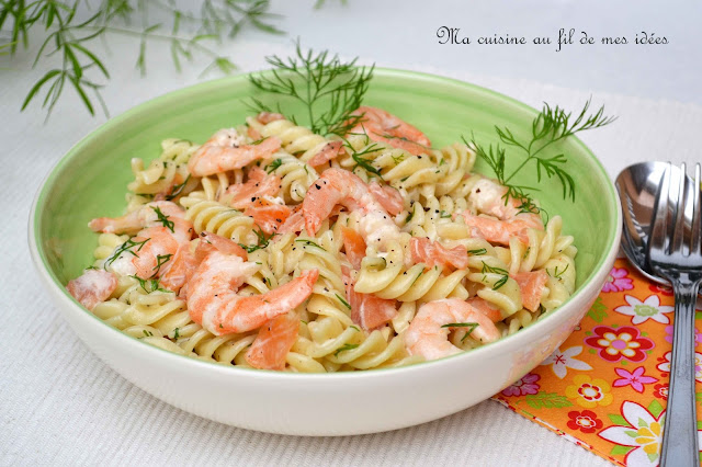 Ma cuisine au fil de mes idées...: Pâtes spirelli aux crevettes et ...