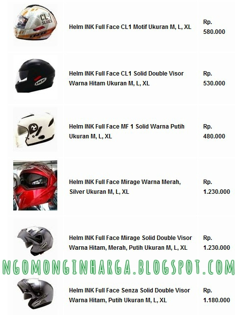 Harga Helm INK Full Face Terbaru dan Terlengkap - Ngomongin Harga