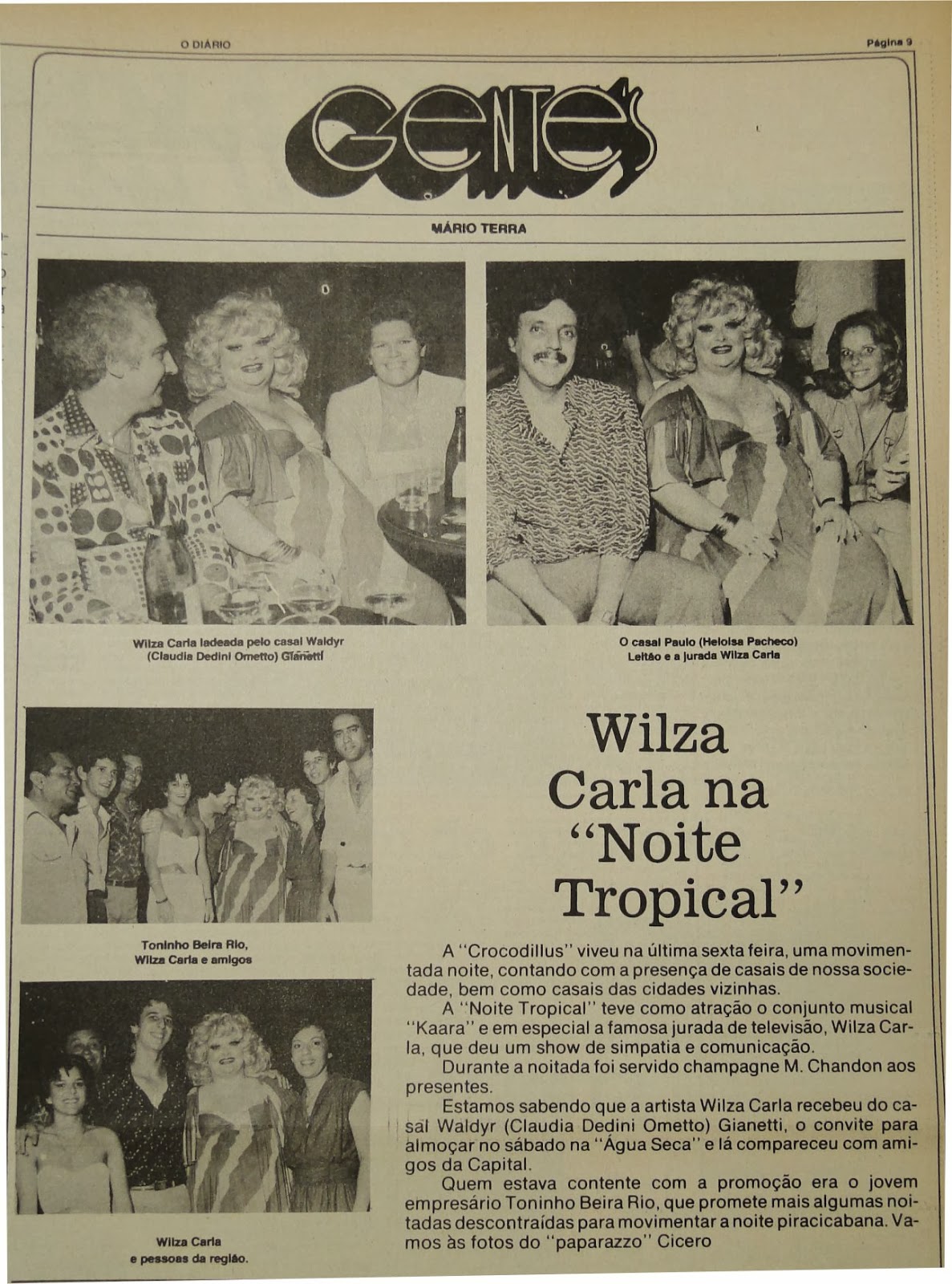 Piracicaba Antiga - A foto e a história: Wilza Carla em Piracicaba