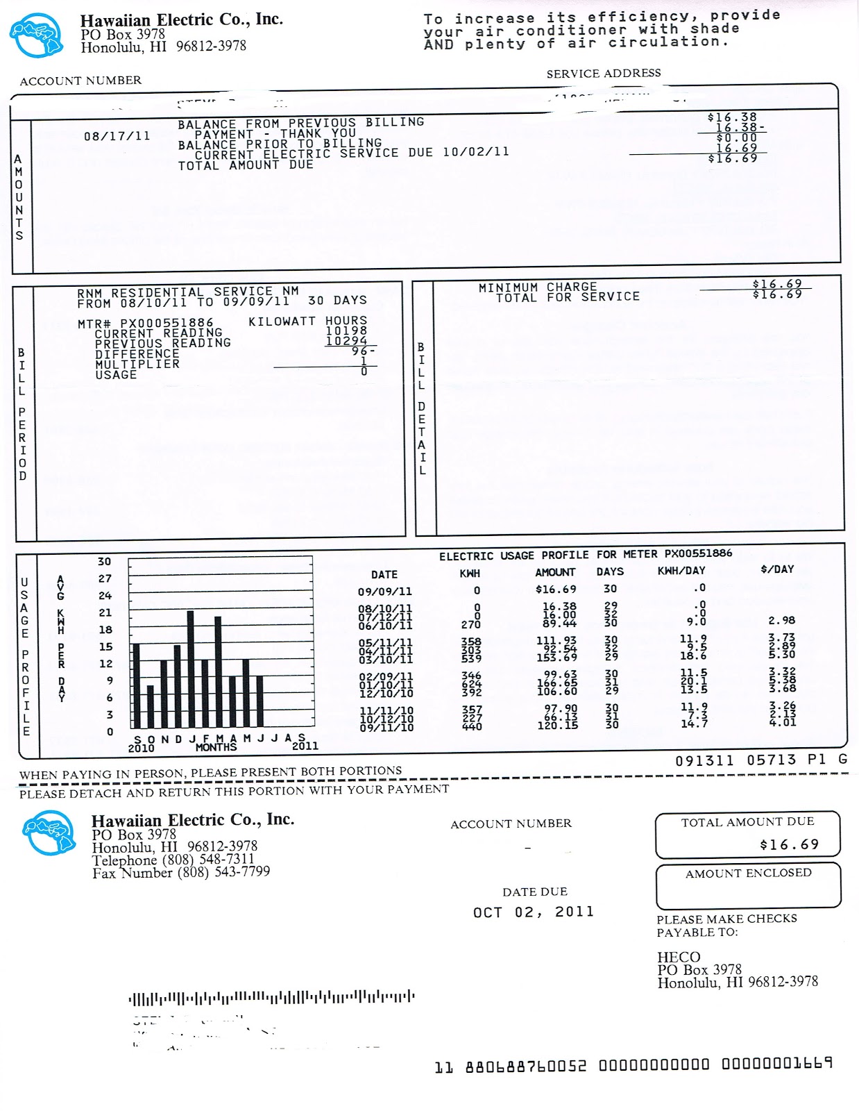 PACIFIC ENERGY STRATEGIES LLC!: HECO Bill from PV Customer