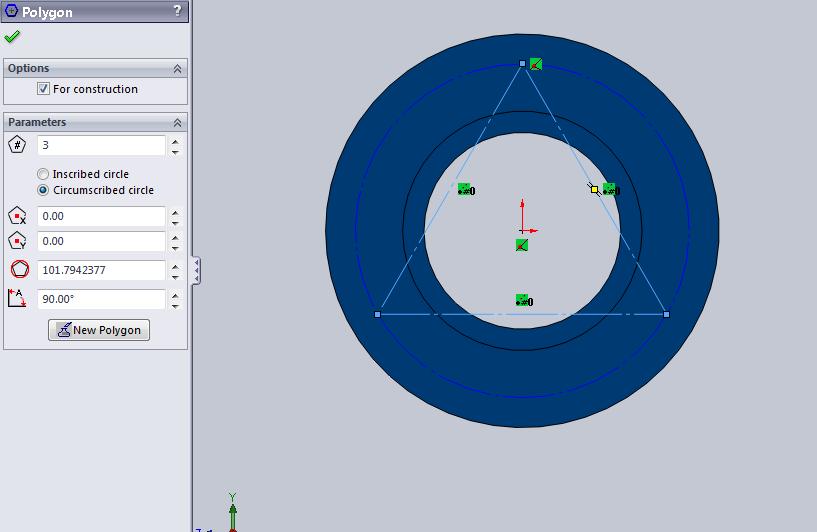 3D CAD Model Tutorial: Create Hole Wizard with Polygon Sketch at Flange ...
