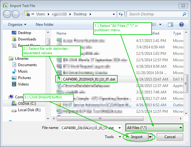 Tech Source Import Delimiter Separated Values File To Ms Office Excel 2007 Workbook