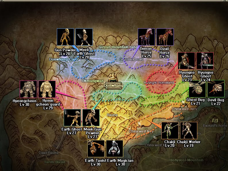 18Polvoz_LTN(SilkRoad): Mapa de Silkroad (mobs) lvl 1 - 90