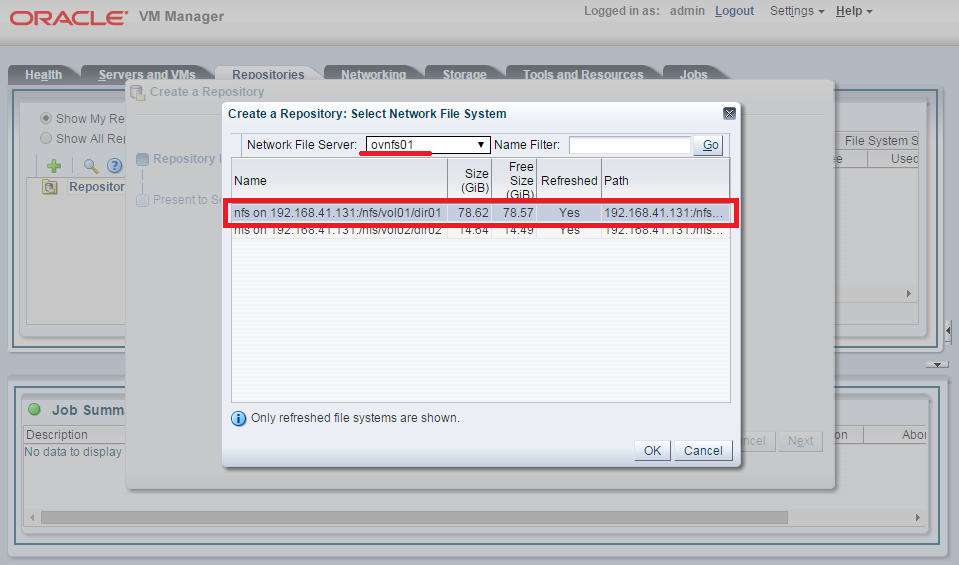 Oracle Linux とその周辺のもの: Oracle VM Manager 3.3.3 での Storage Repository 作成。