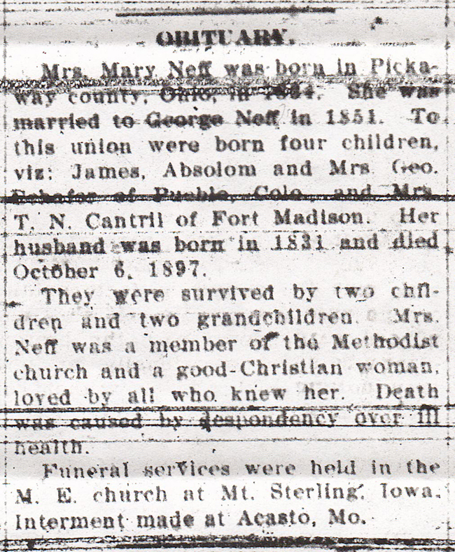 Scrapping My Family History: Mary's Misleading Obituary
