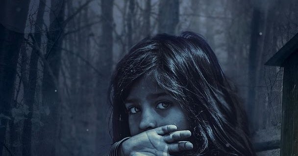 The little girl in a cold October night