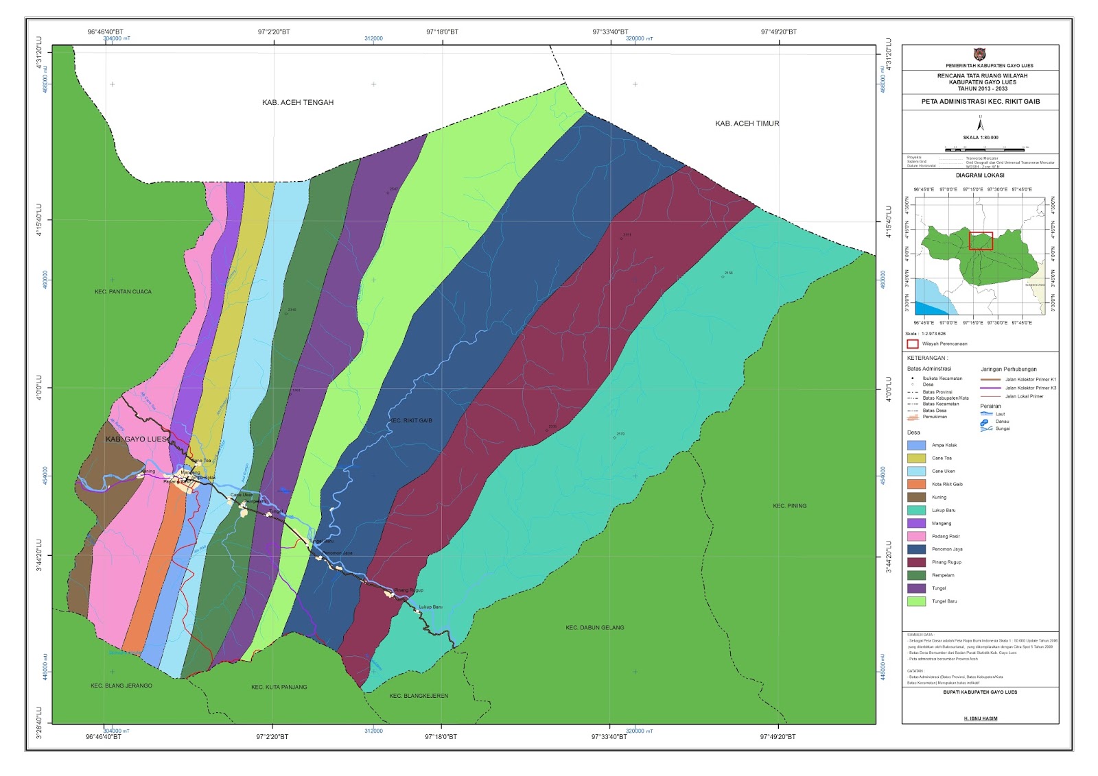 Data Spasial Kabupaten Gayo Lues: 2015