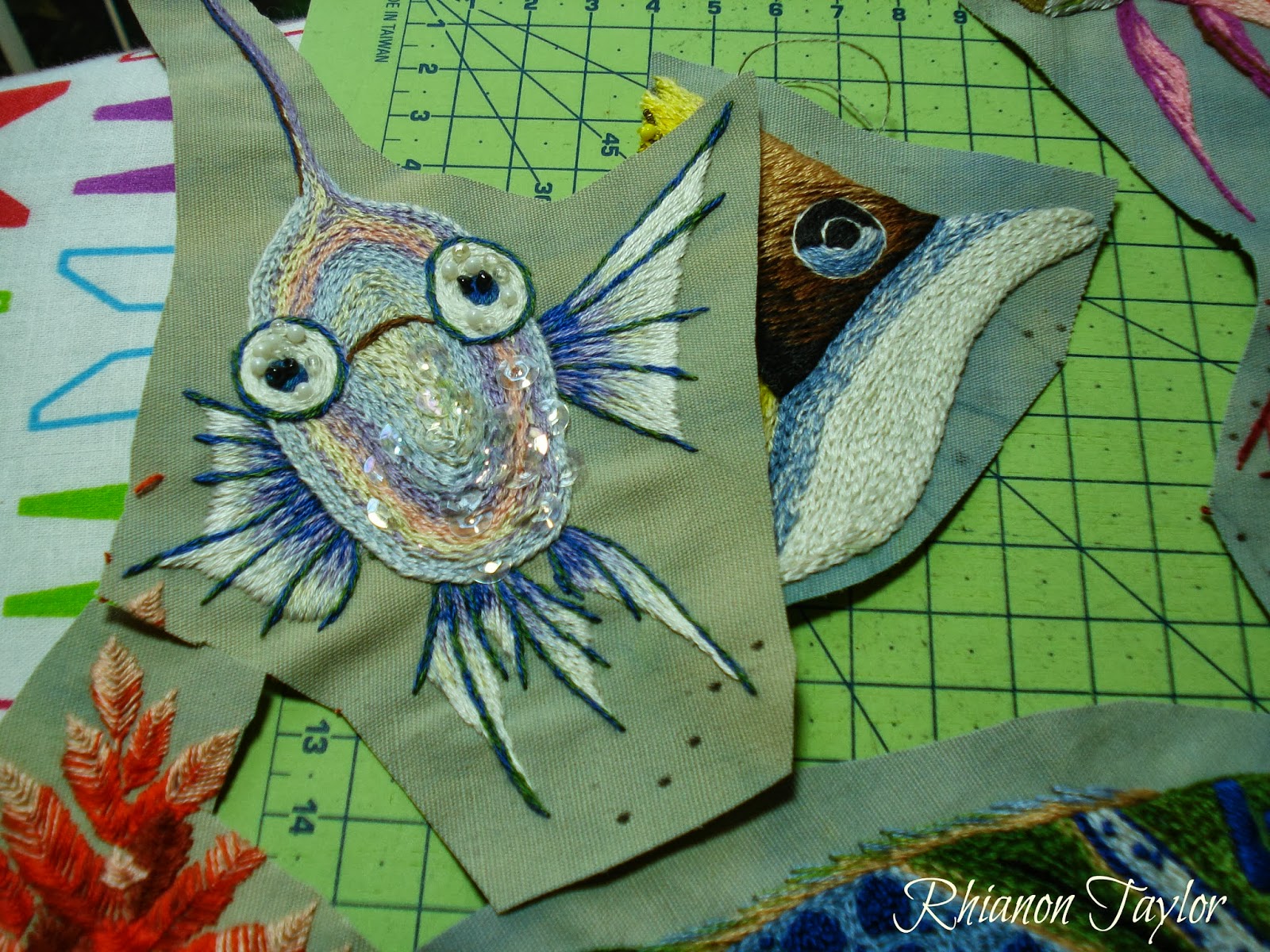 The Nifty Stitcher: Embroidered Fish - My Oldest UFO