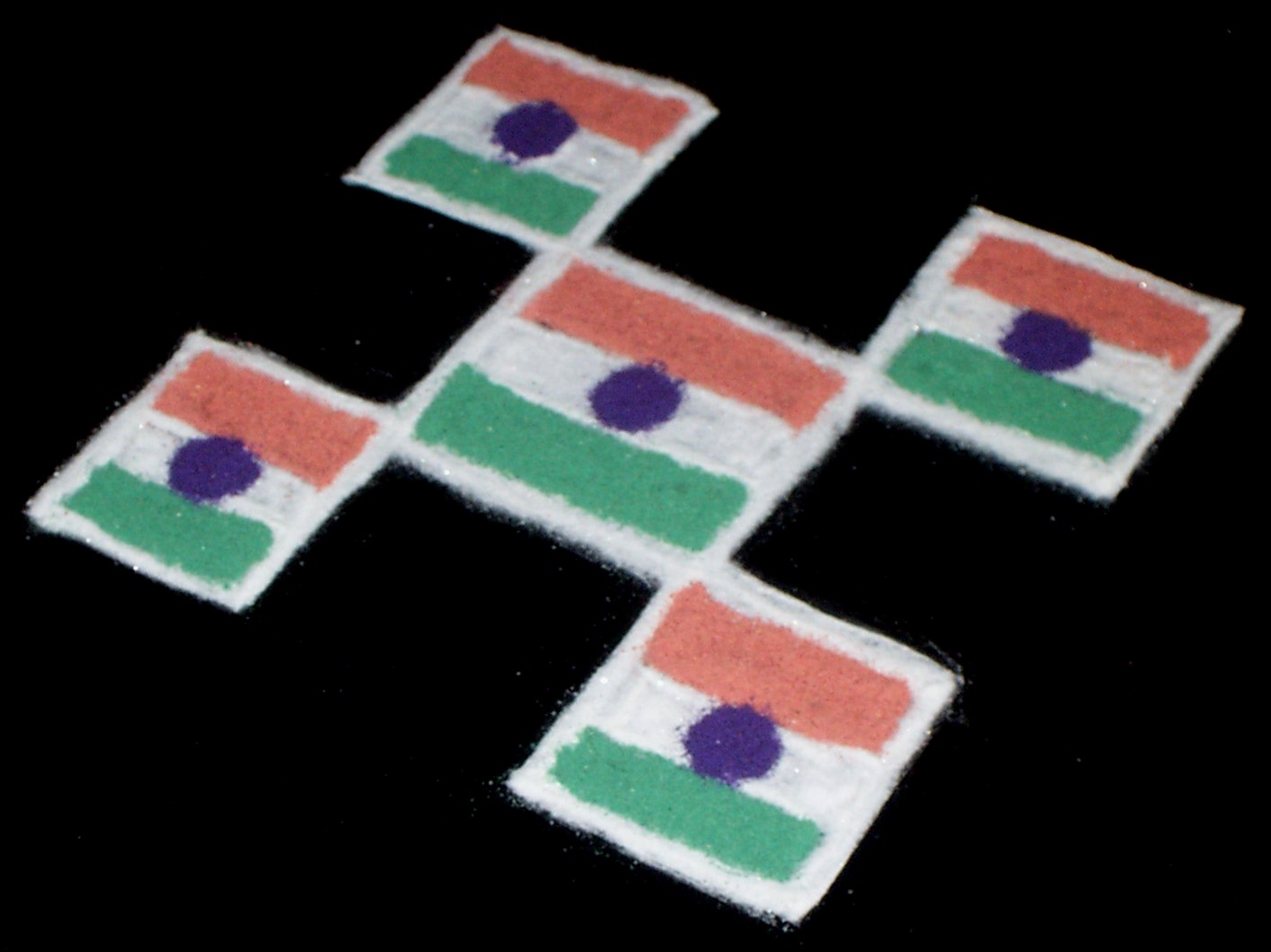 Vanathi's Rangoli / Kolangal: Kids Flag Rangoli Design - 1
