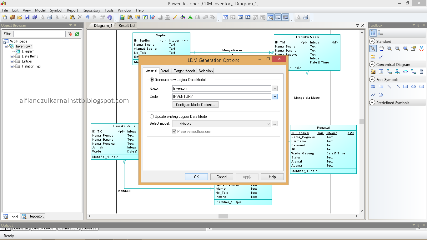 Cara membuat CDM, LDM, PDM lalu di Generate ke Database