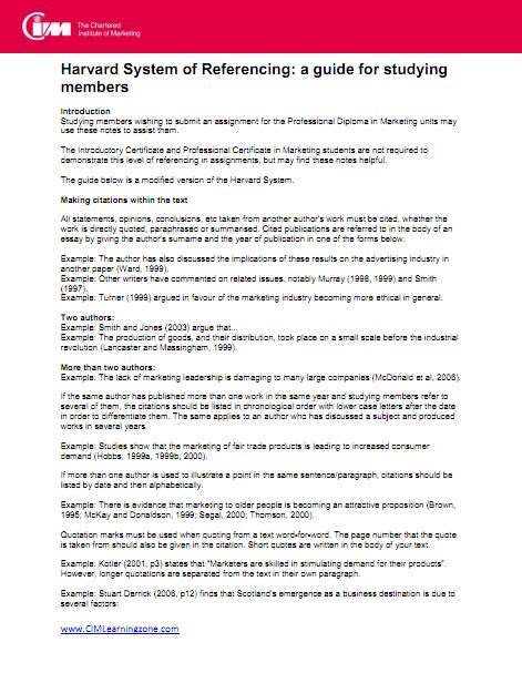 PR Strategic Marketing Ltd: Harvard System of Referencing - A Guide