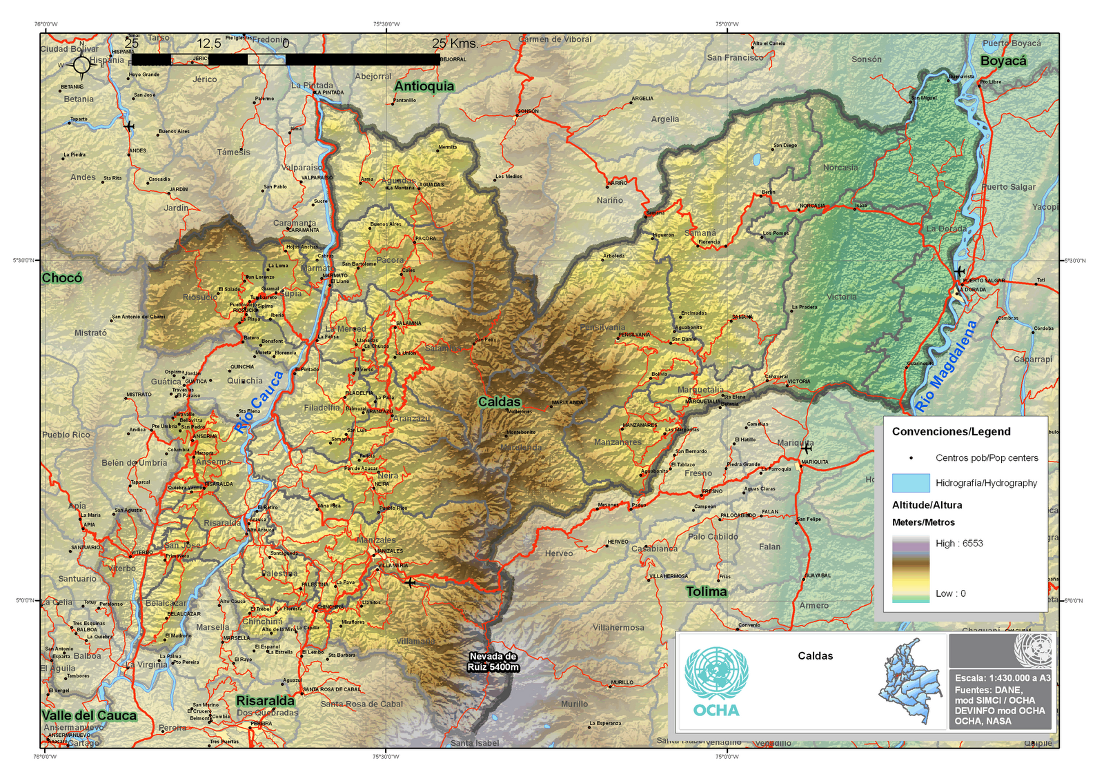godues: Mapas del Departamento de Caldas en Colombia