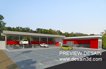 Jasa desain ruko salon cuci steam mobil car wash - ARUSHA DESAIN RUKO