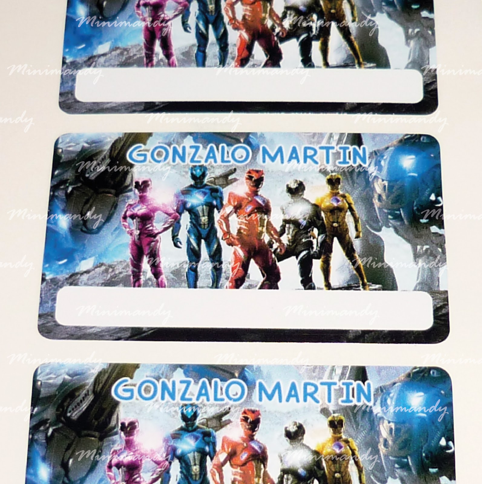 MinimandySign: Adhesivos multiuso - Etiquetas escolares - Power Rangers