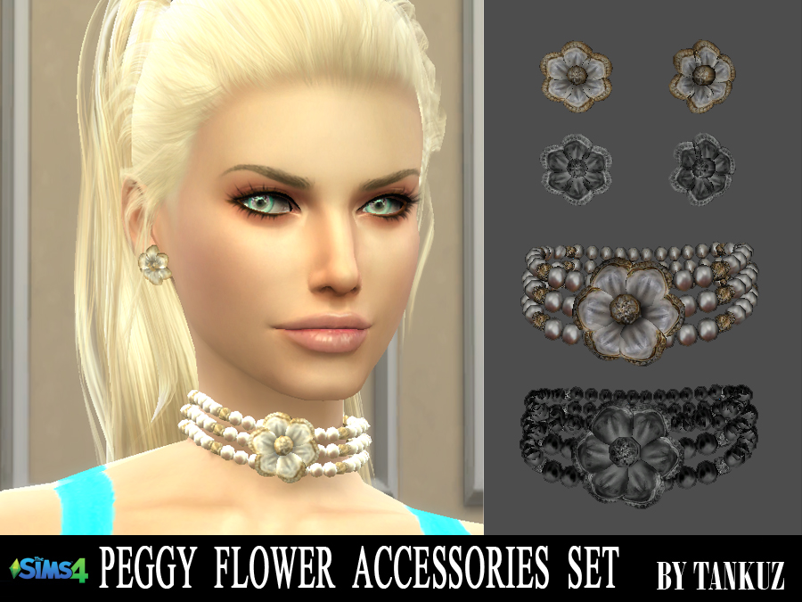 Tankuz Sims 3 Blog: The Sims 4. Peggy Flower Accessories Set by Tankuz.