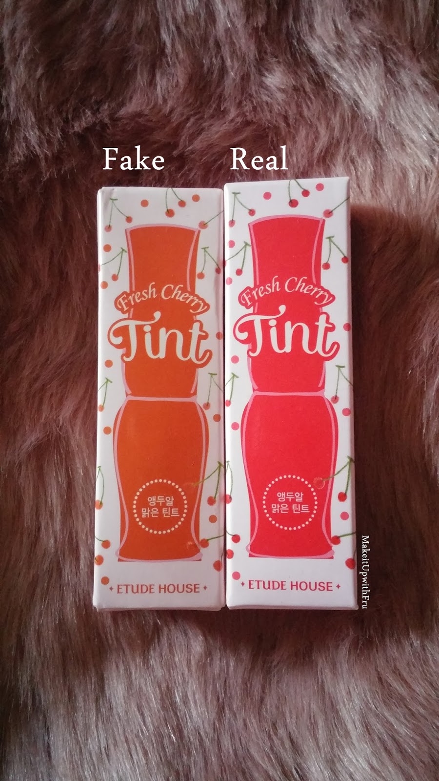 COMPARISON - FAKE vs REAL - Etude House Fresh Cherry Tint