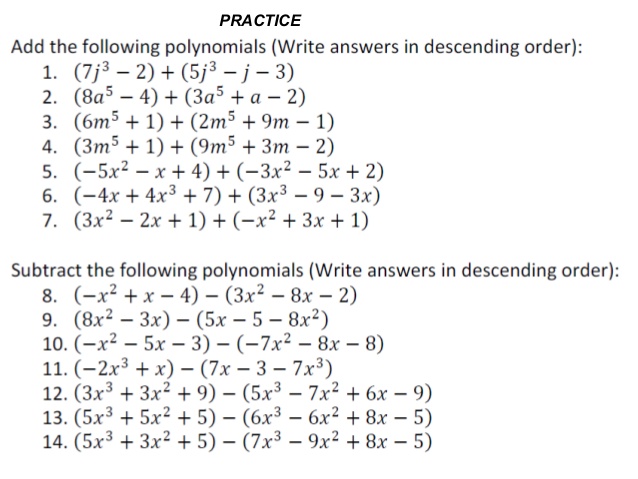 Matemáticas: Polynomial Operations
