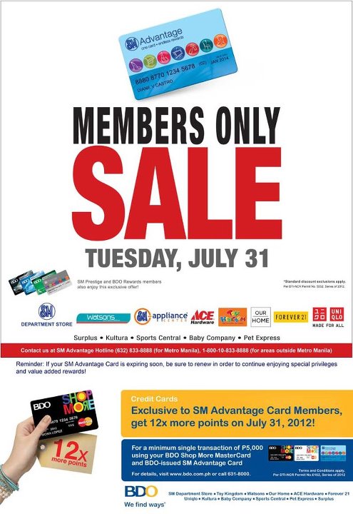 SM Advantage Card Members only SALE | NEWS, PROMOS here and around the ...